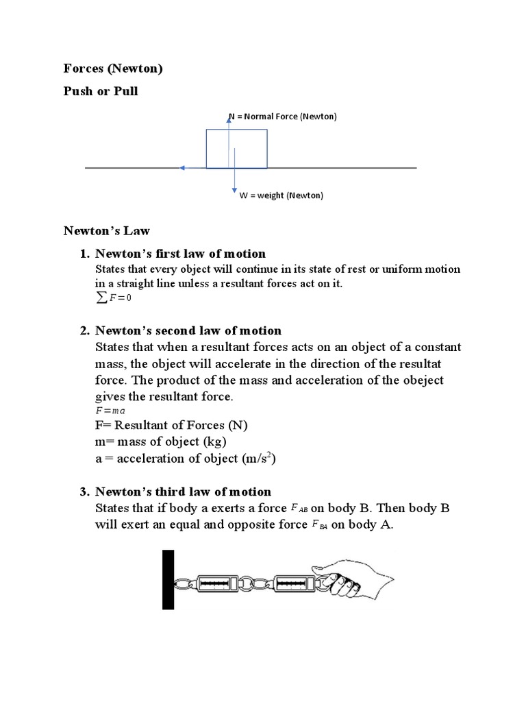Forces (Newton) Push or Pull | PDF