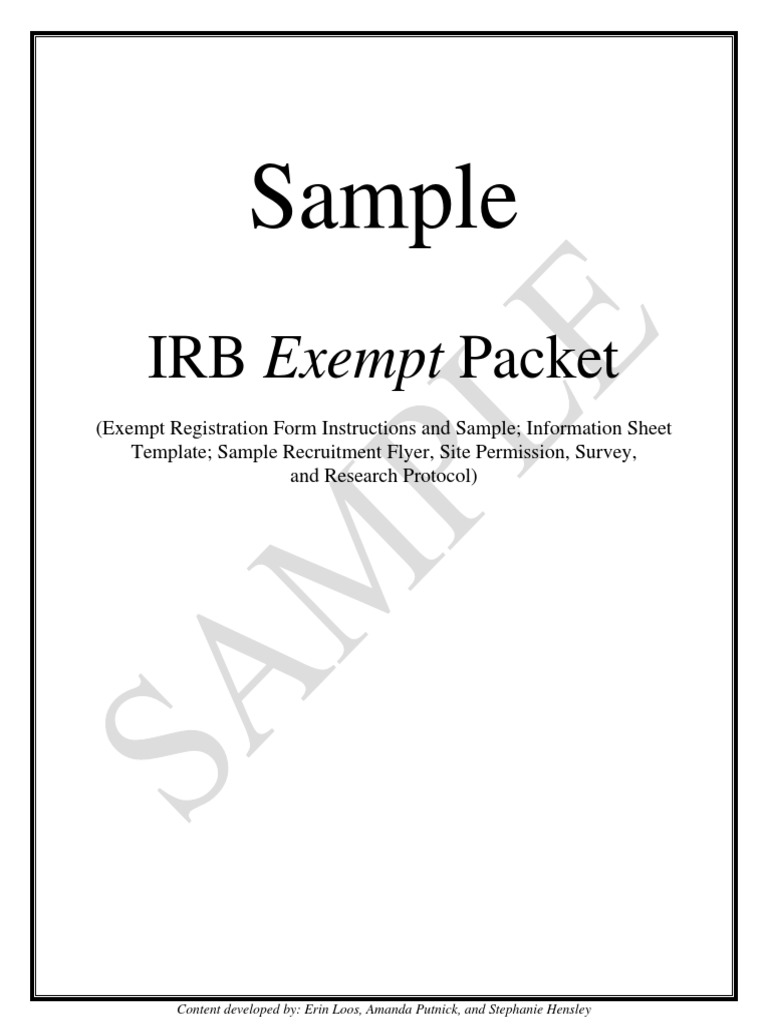 Boston College IRB Sample - Exempt - Packet | PDF | Institutional ...