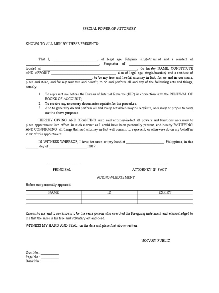 Special Power of Attorney Books of Account | PDF