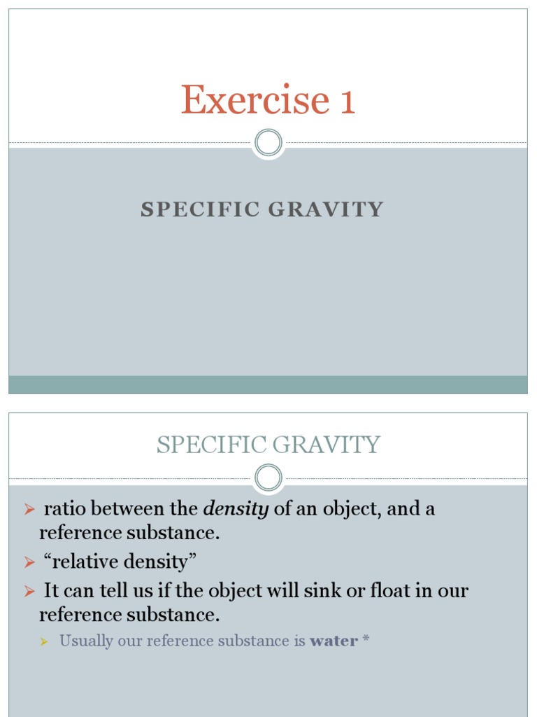 Post Lab Specific Gravity | PDF | Density | Metrology