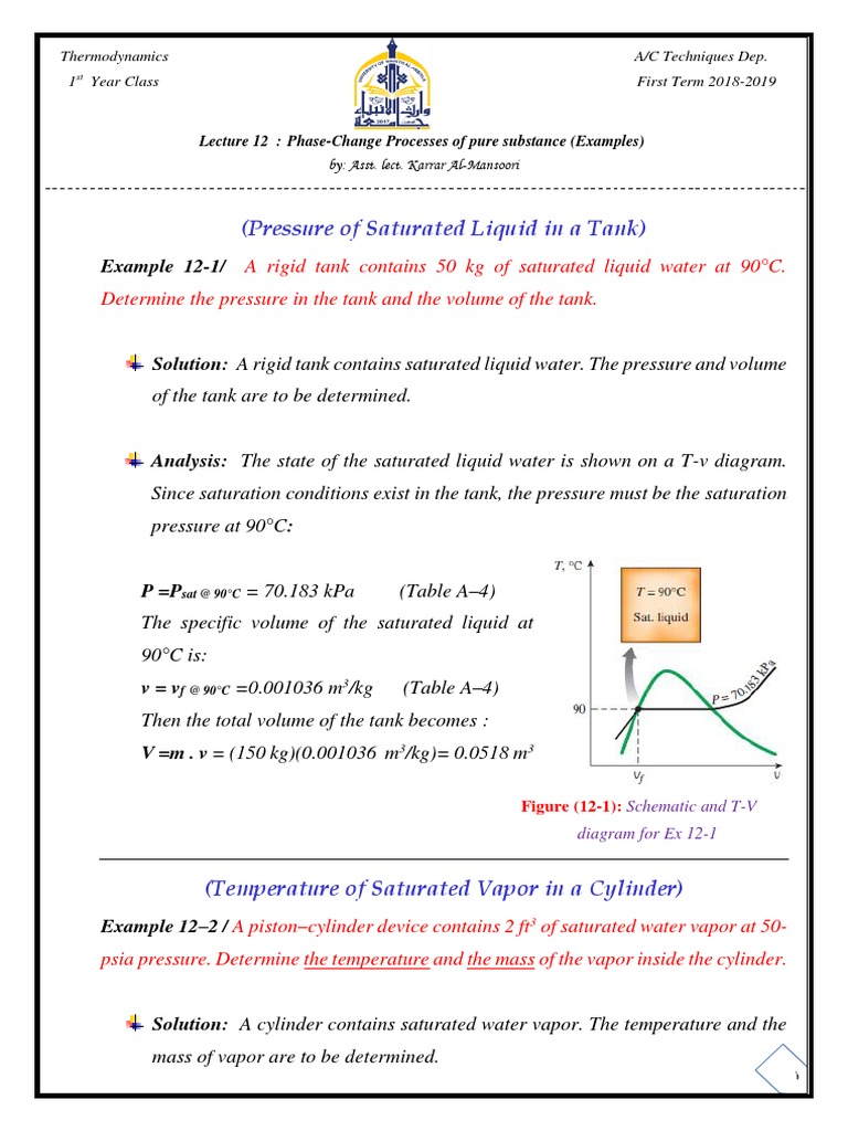 (Pressure of Saturated Liquid in A Tank) : Example 12-1 | Download Free ...