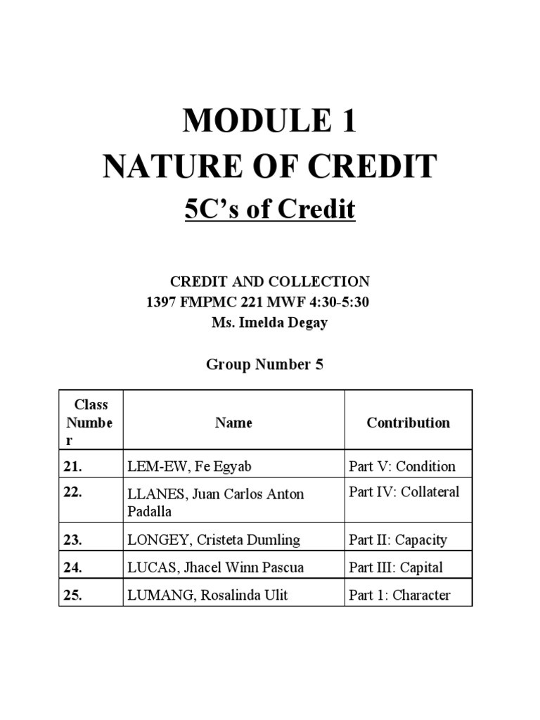 5C's of Credit | PDF