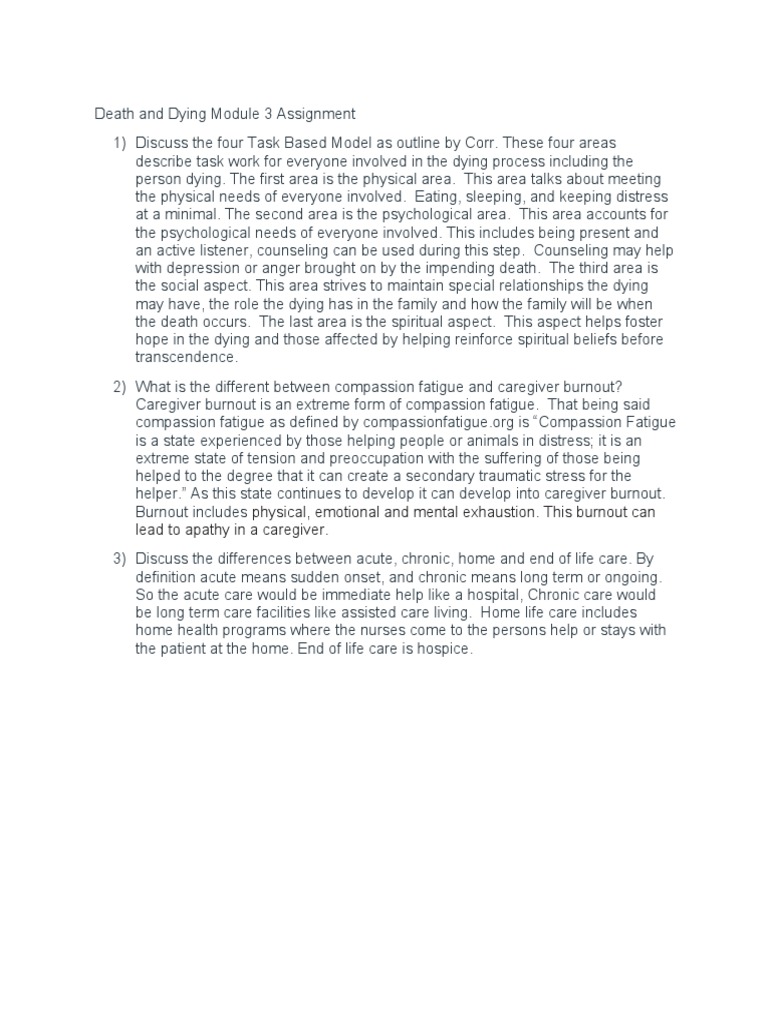 Death and Dying Module 3 Assignment | PDF