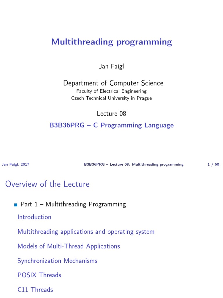 Multithreading Programming Department Of Computer Science Pdf Thread Computing Process