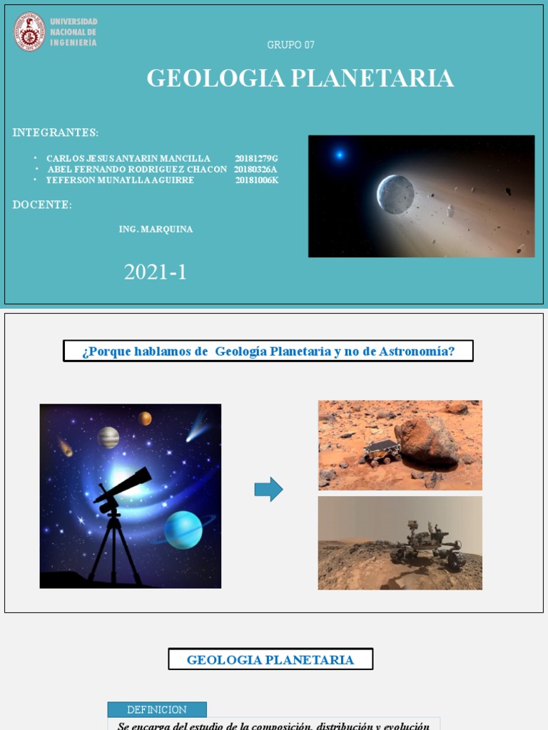 GEOLOGIA PLANETARIA - Grupo07 | PDF | Meteorito | Cuerpos del sistema solar