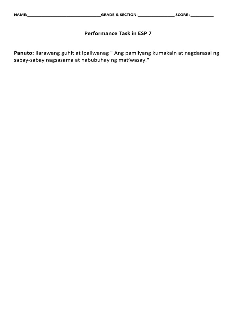 Performance Task in Esp 7 | PDF