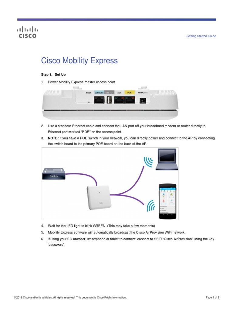 Cisco Mobility Express: Step 1. Set Up | PDF | Wi Fi | Wireless Access ...
