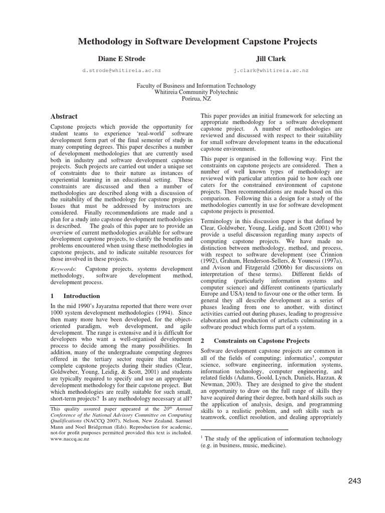 Methodology in Software Development Capstone Proje | PDF | Agile ...