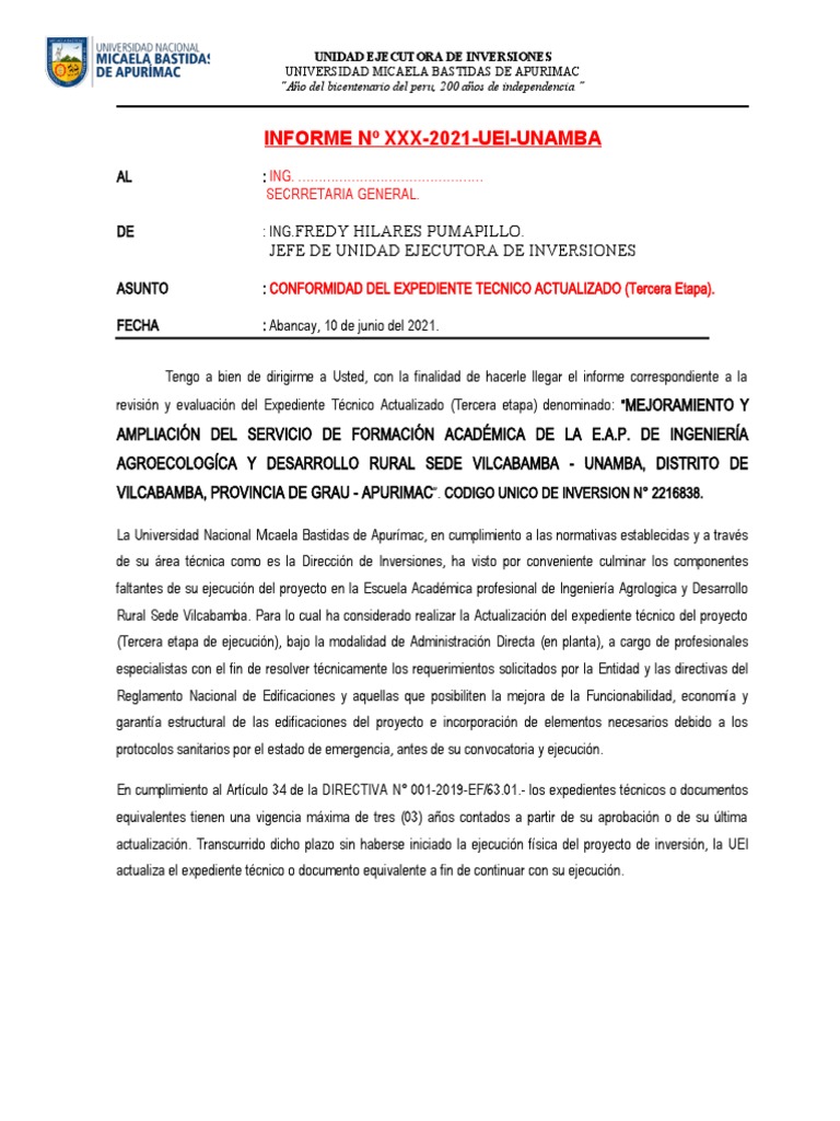 Informe #08 Evaluacion - Aprobacion Exp. Vilca | PDF | Presupuesto | Perú