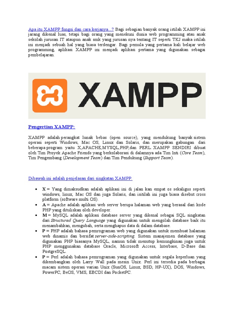 Apa Itu XAMPP Fungsi Dan Cara Kerjanya | PDF