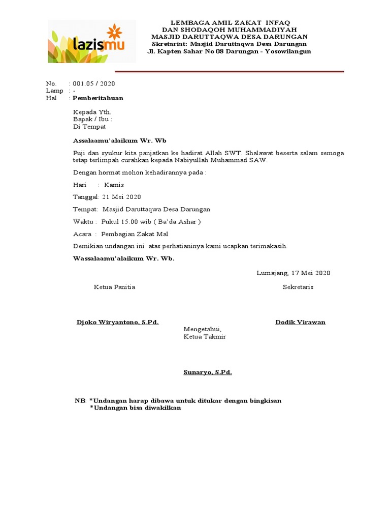 Surat Lazismu | PDF