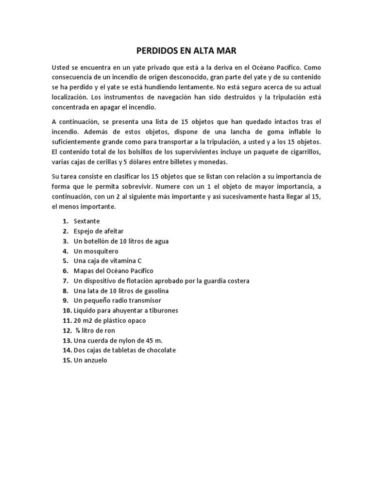 Perdidos en Alta Mar | PDF