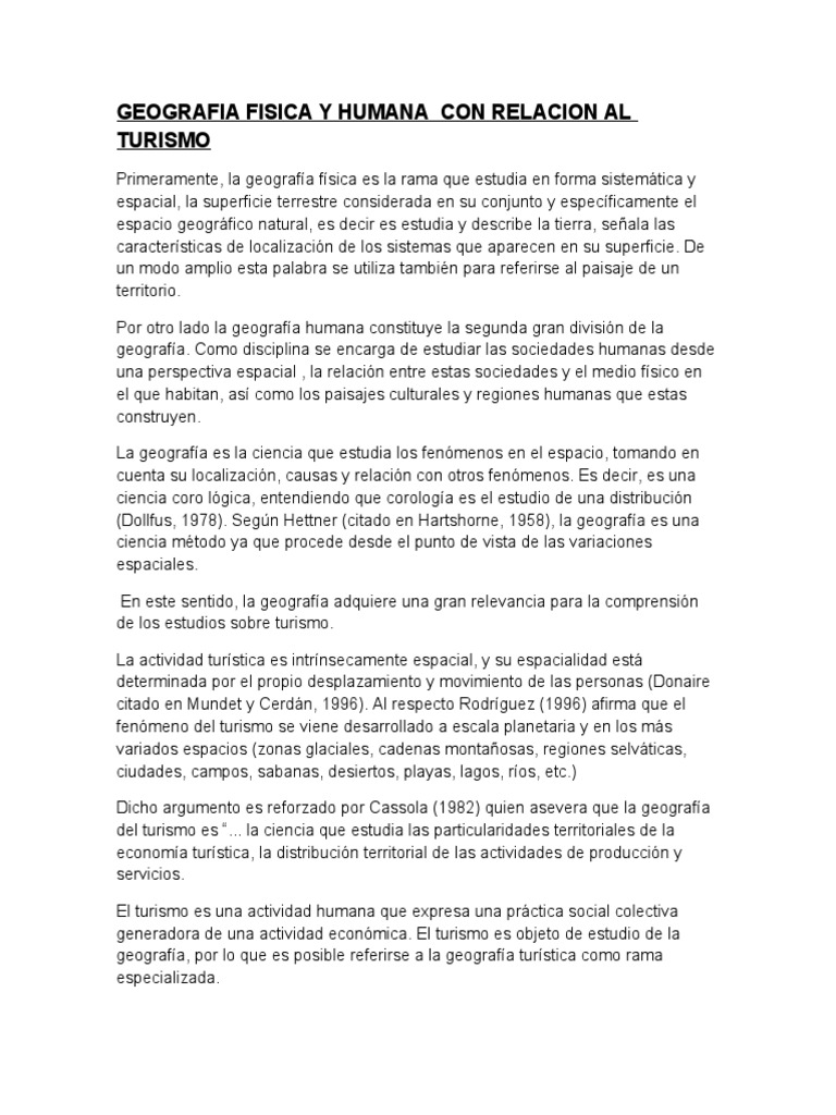 Geografia Fisica y Humana Con Relacion Al Turismo | PDF | Geografía ...