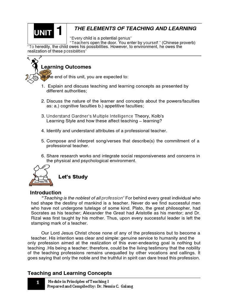 Module in Principles of Teaching I.. | PDF | Learning Styles | Learning