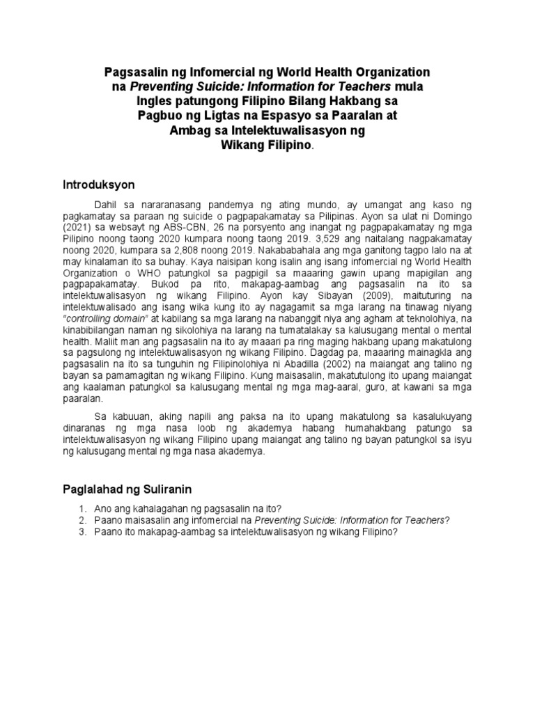 Pagsasalin Research Intro | PDF