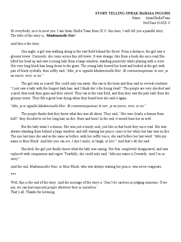 Contoh Story-Telling (Bahasa Inggris) | PDF