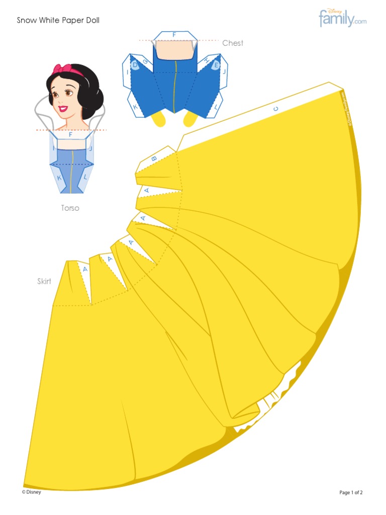 Snow White 3D Paper Craft | PDF | Skirt | Clothing