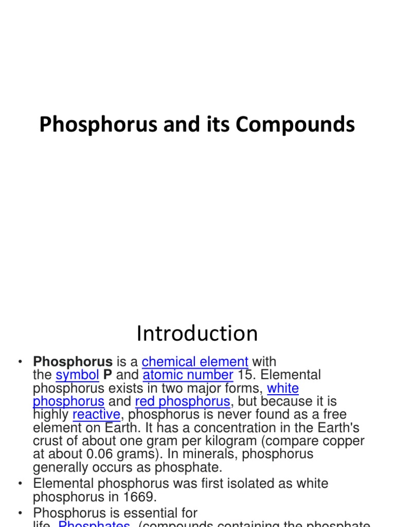 Phosphorous Compounds | PDF | Phosphorus | Chlorine