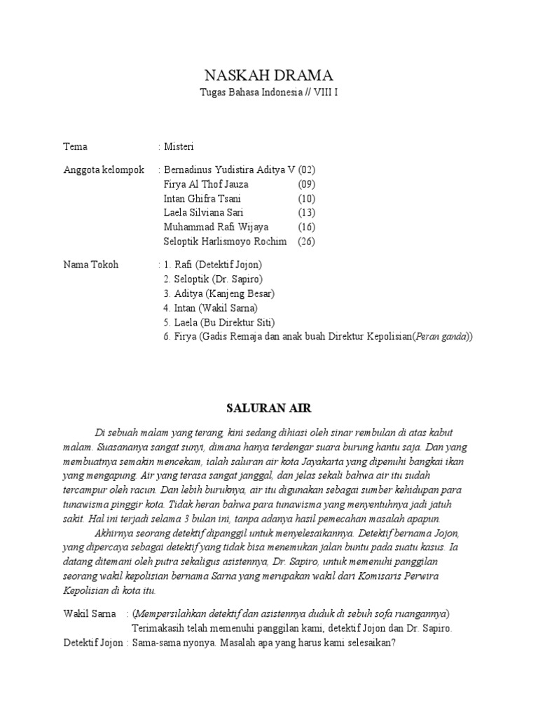 Contoh Naskah Drama - Bahasa Indonesia Kelas VIII | PDF