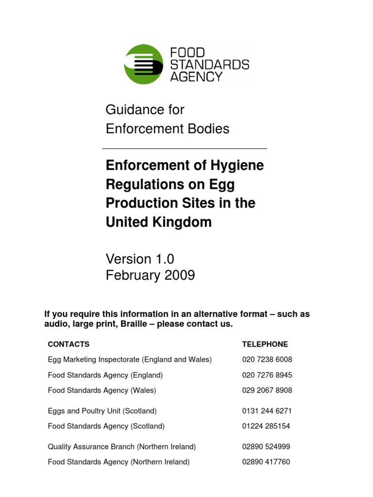 Guidance For Enforcement Bodies: Enforcement of Hygiene Regulations On ...