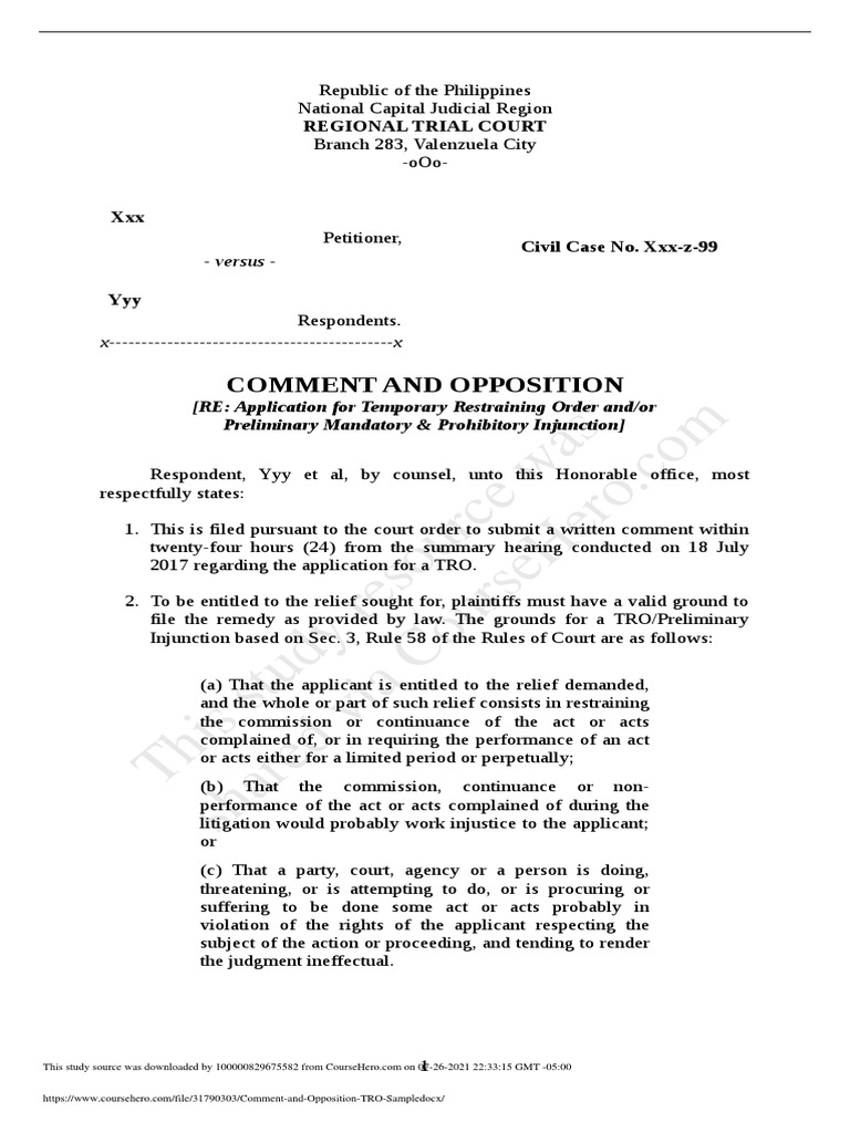This Study Resource Was: Comment and Opposition | PDF | Injunction ...