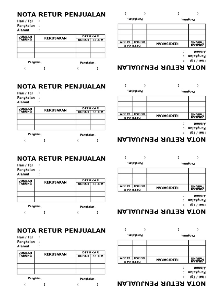 Contoh Nota Retur | PDF