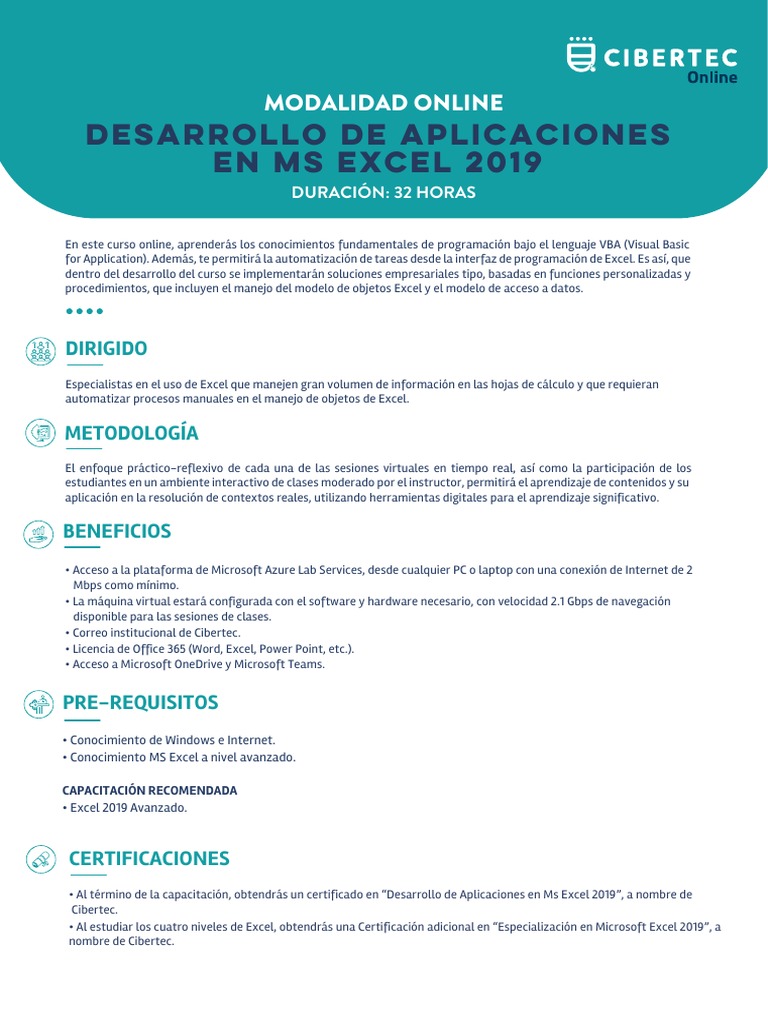 Desarrollo de Aplicaciones Ms Excel 2019 | PDF | Microsoft Excel | Visual Basic para Aplicaciones