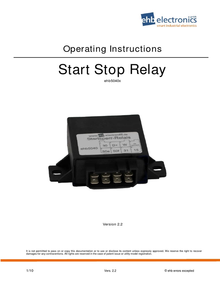 Start Stop Relay: Operating Instructions | PDF | Relay | Switch