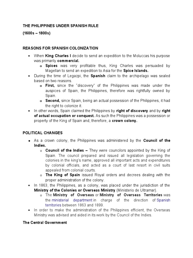 The Philippines Under Spanish Rule | PDF | Spanish Empire | Philippines