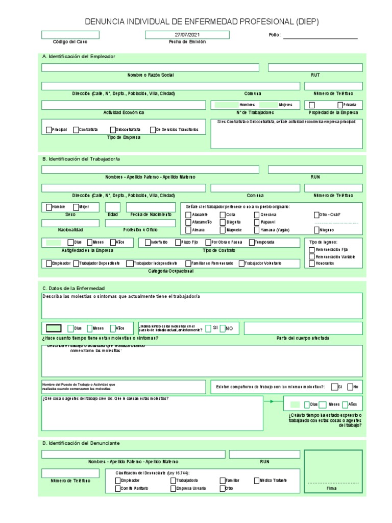 Formulario DIEP ISL | PDF | Labor | Empleo