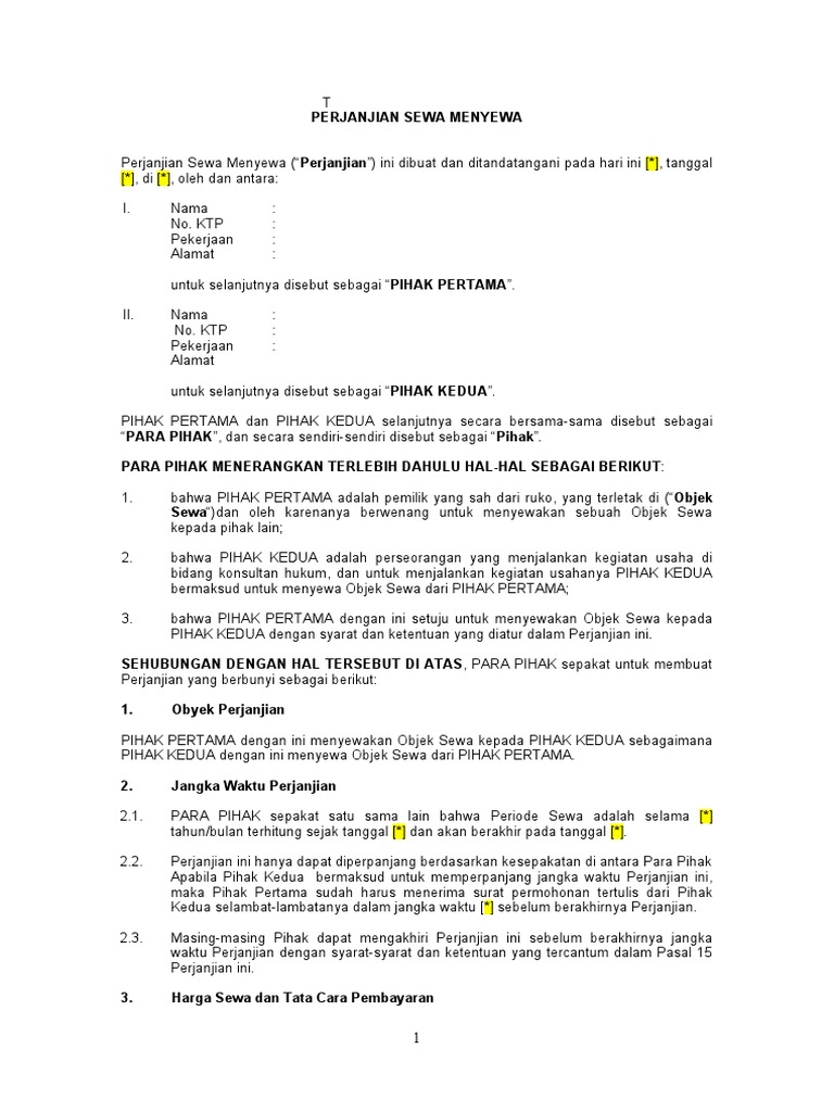 Template Perjanjian Sewa Menyewa-Kantor | PDF
