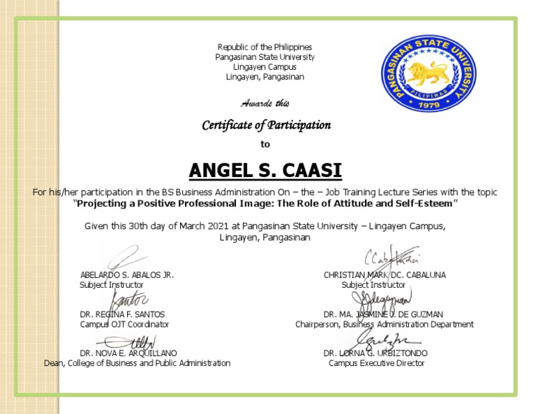 Angel S. Caasi: Certificate of Participation | PDF