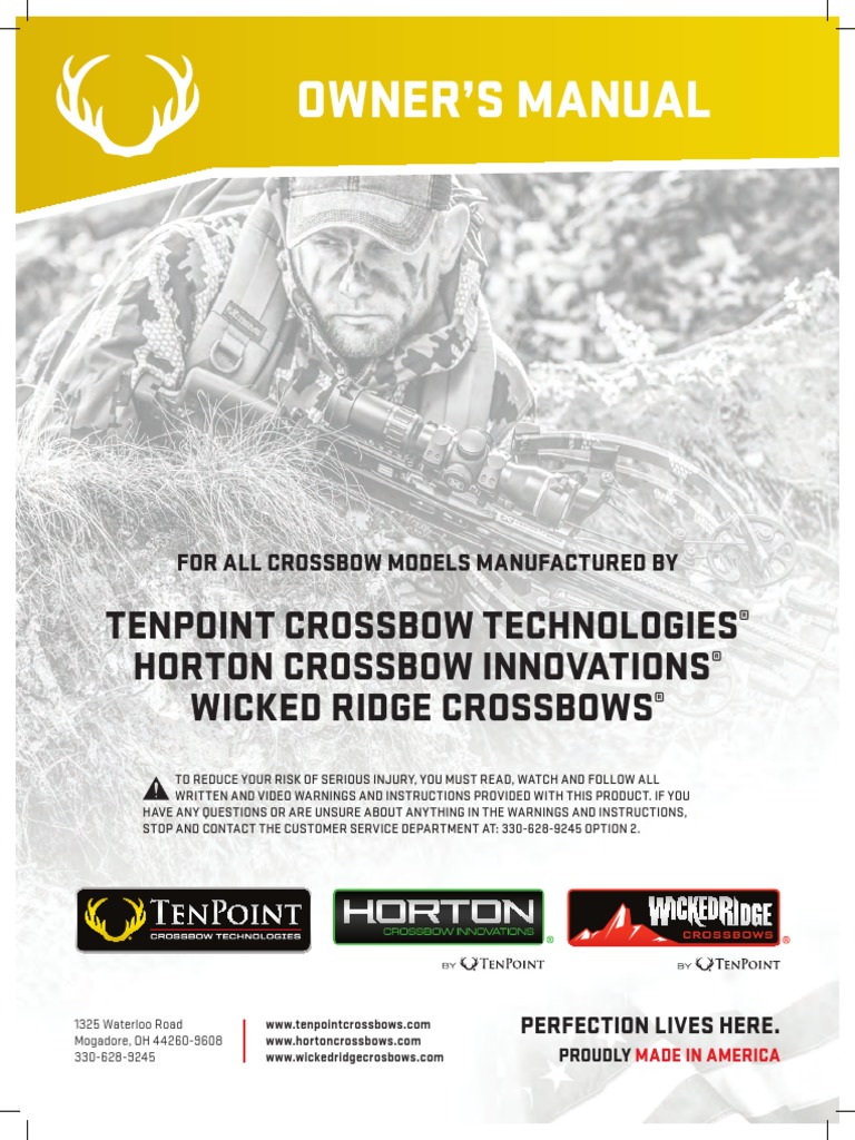 Owner'S Manual: Tenpoint Crossbow Technologies Horton Crossbow ...