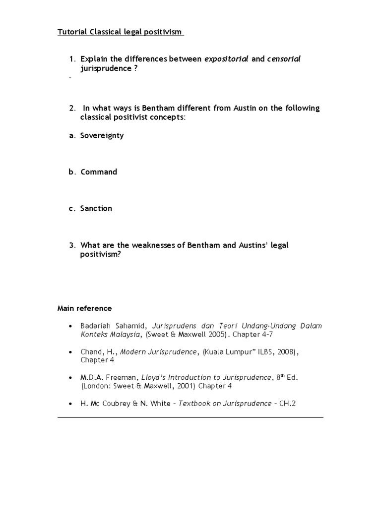 Tutorial - Classical Legal Positivism | PDF