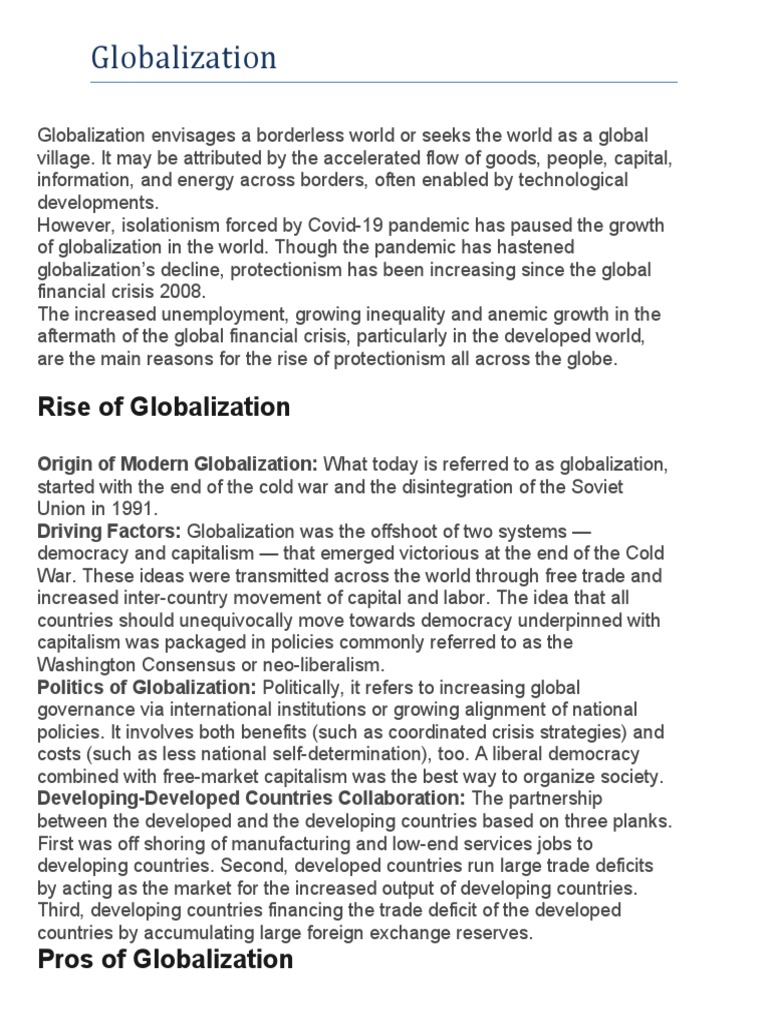 Rise of Globalization | PDF | Globalization | Neoliberalism