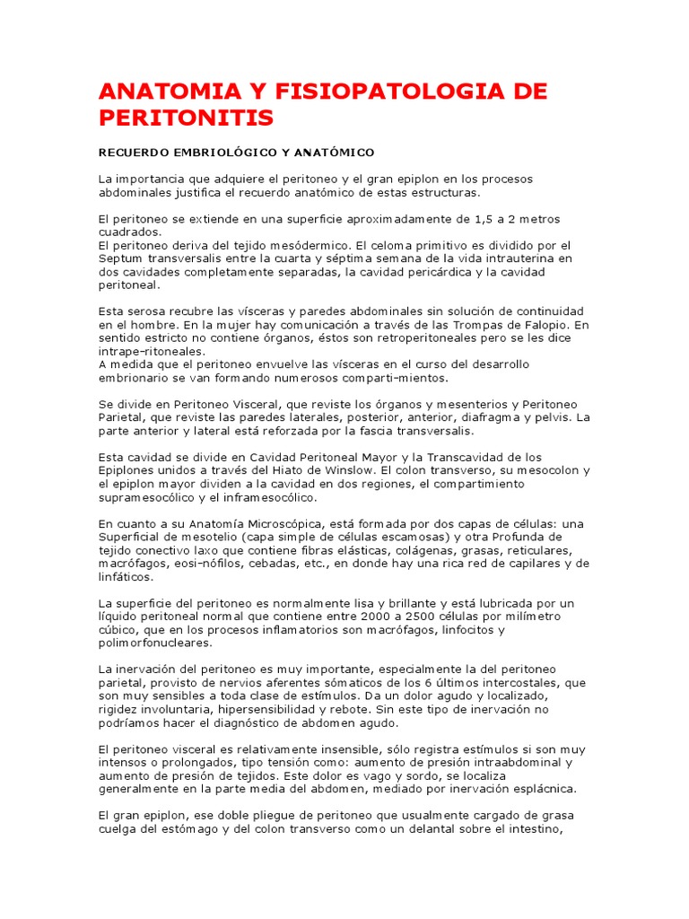Cirugia Peritonitis | PDF | Peritoneo | Inflamación