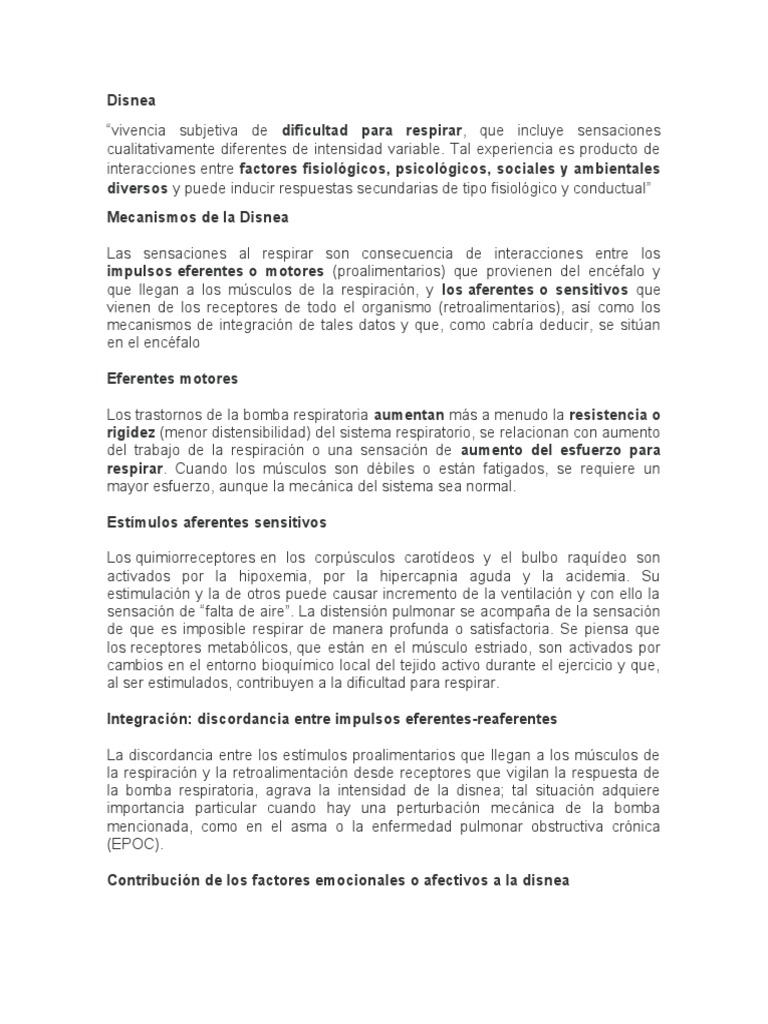 Disnea | PDF | Respiración | Enfermedad pulmonar obstructiva crónica