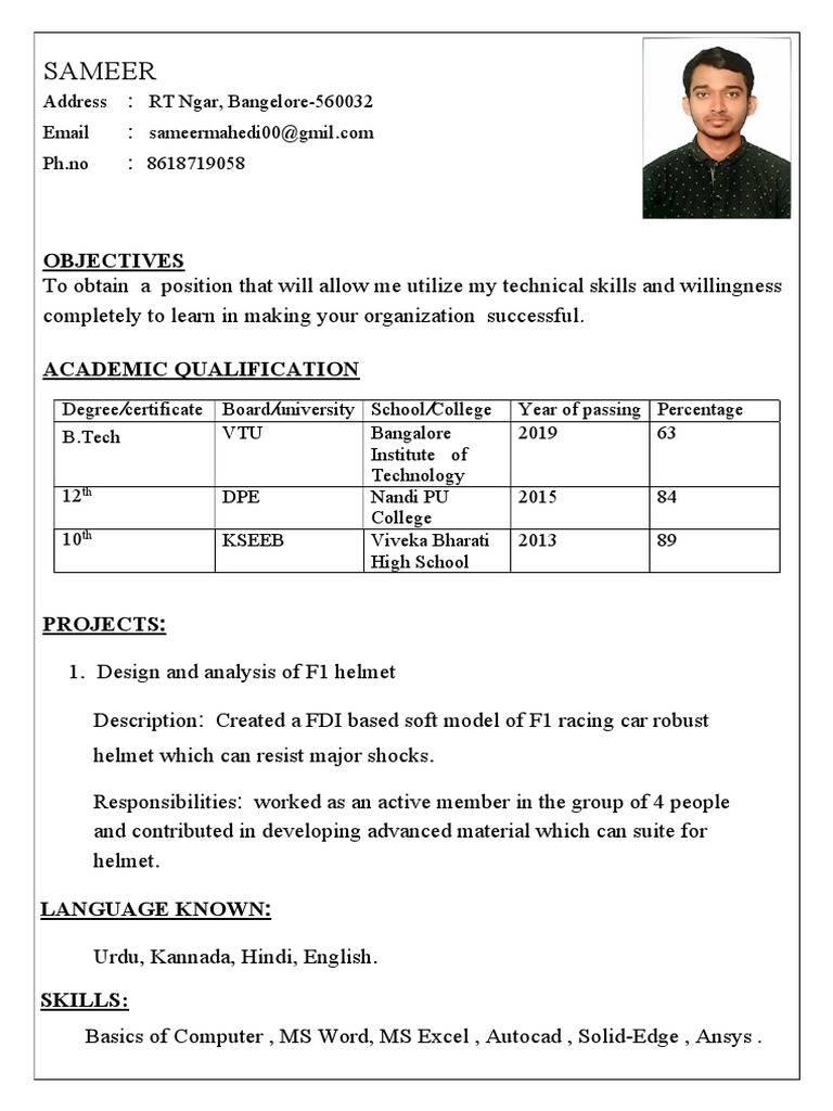 CV Sameer | PDF