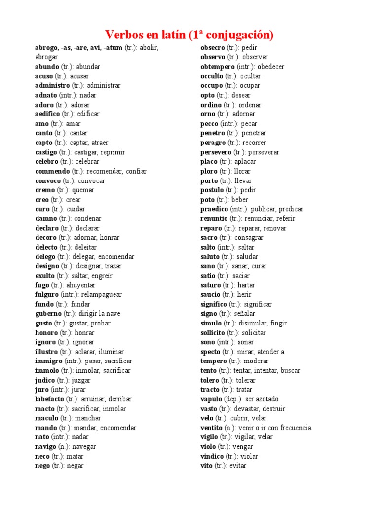 Verbos en Latín II | PDF | Conjugación gramatical | Tipología Lingüística