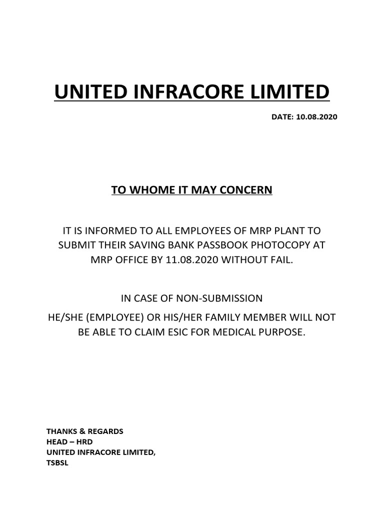 Notice For Esic | PDF