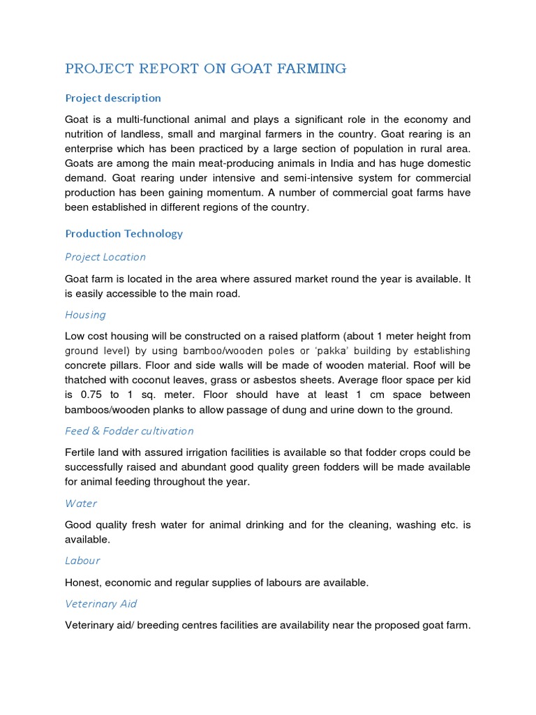 Goat Farming Project Report Overview | PDF | Goat | Meat