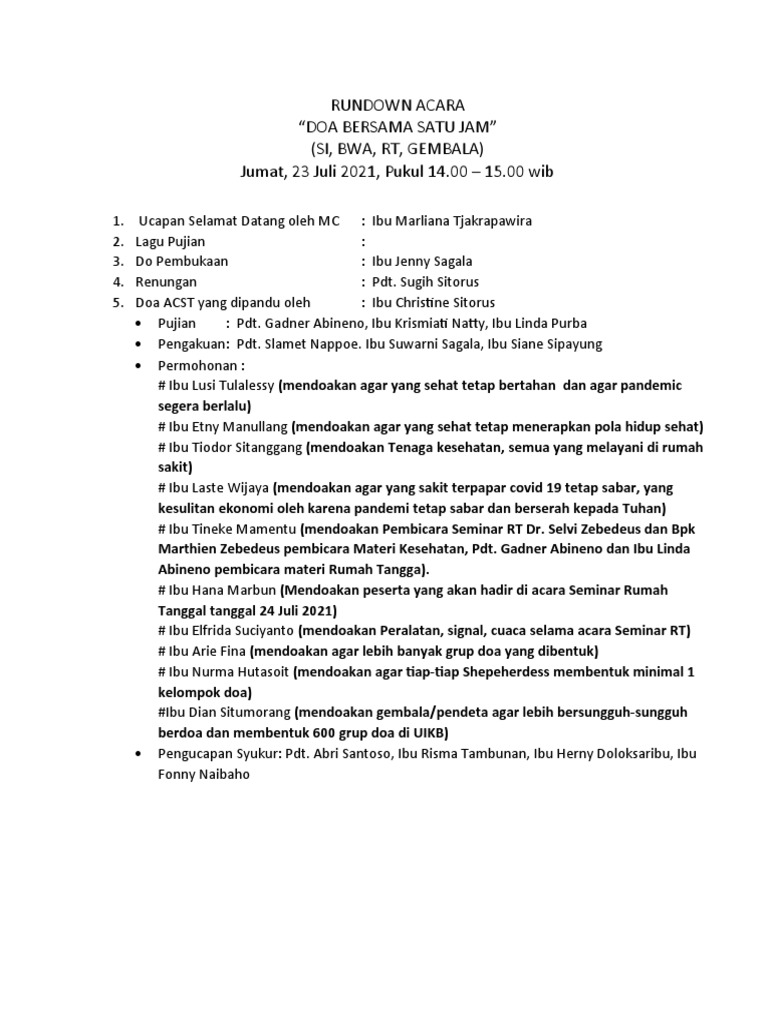 Rundown Doa Bersama | PDF