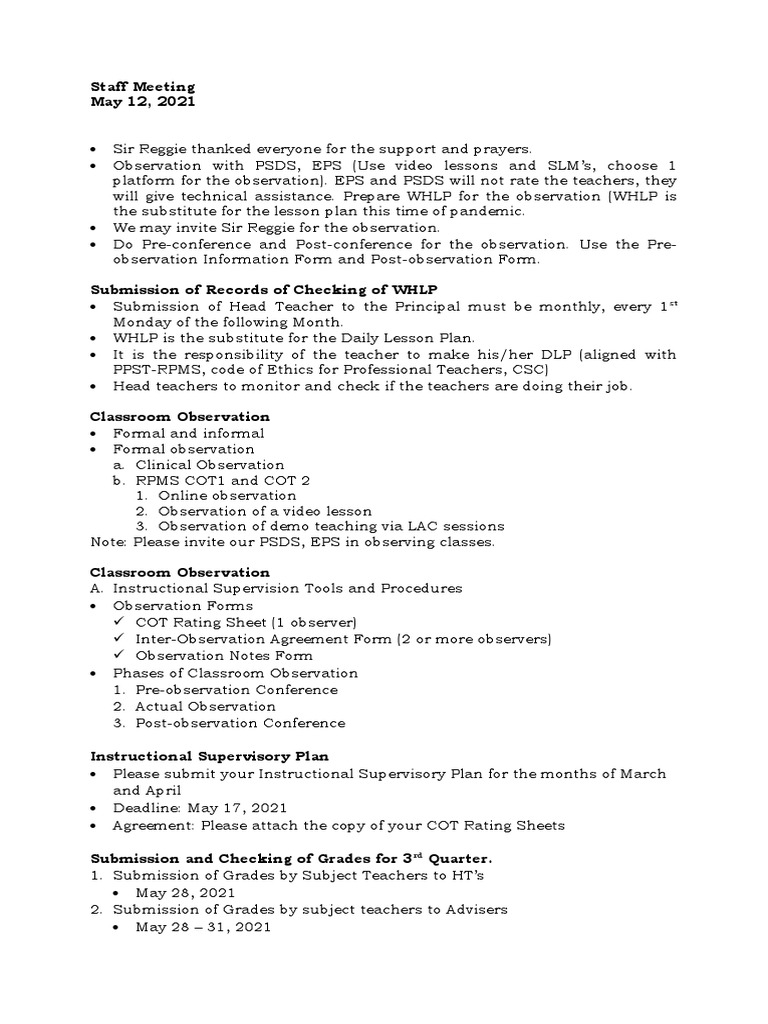 Staff Meeting | PDF | Cognition | Science