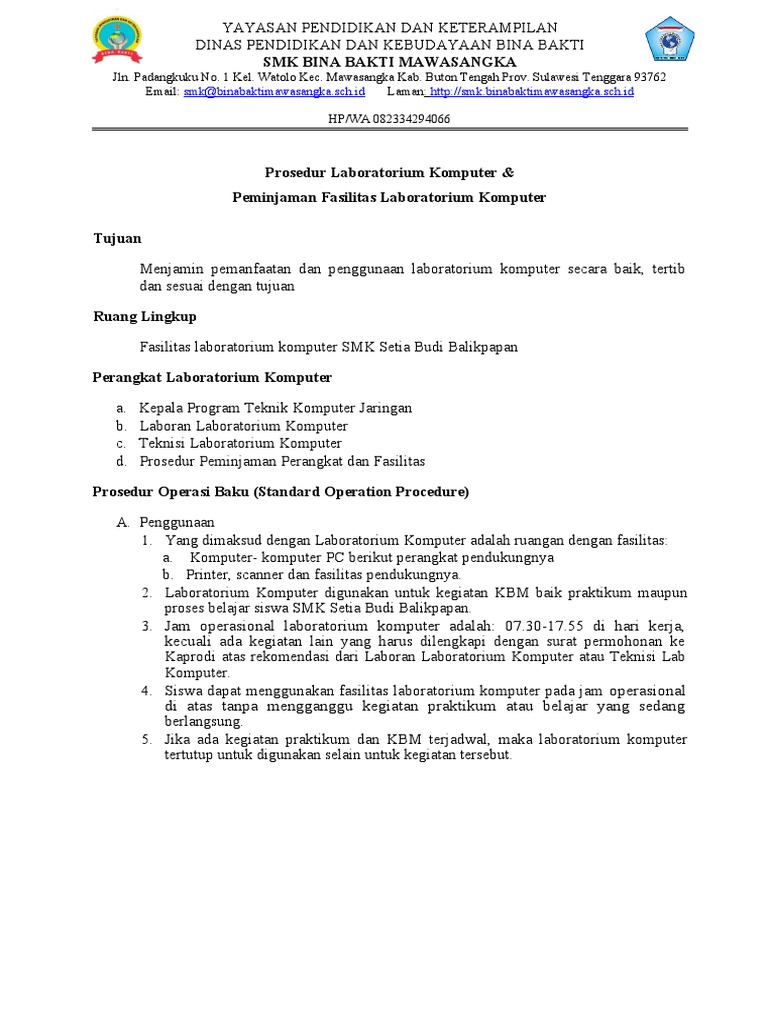 Sop Laboratorium TKJ | PDF