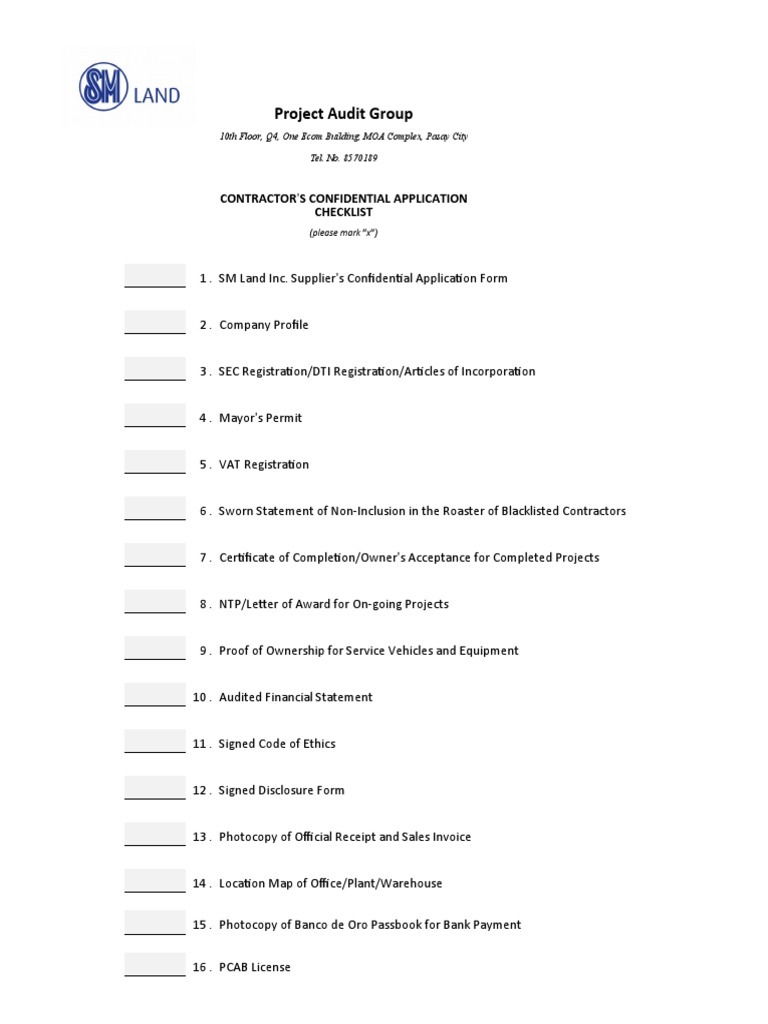 Contractor's Accreditation Checklist | PDF | Business
