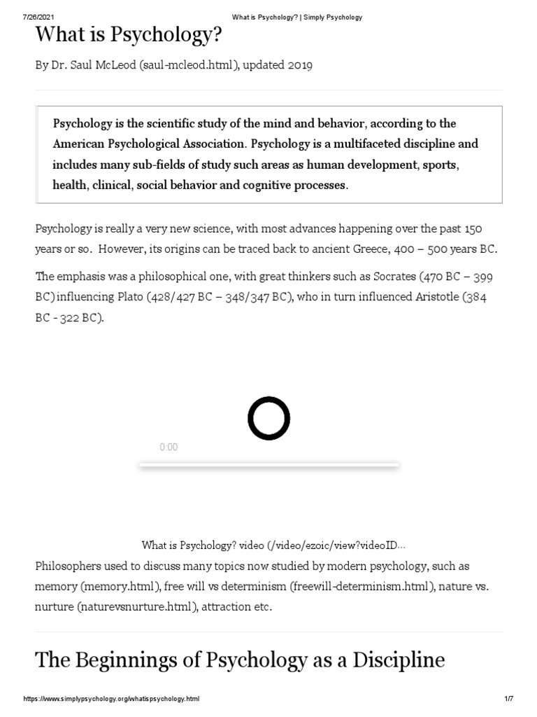 An Introduction to the Field of Psychology: Exploring its Origins ...