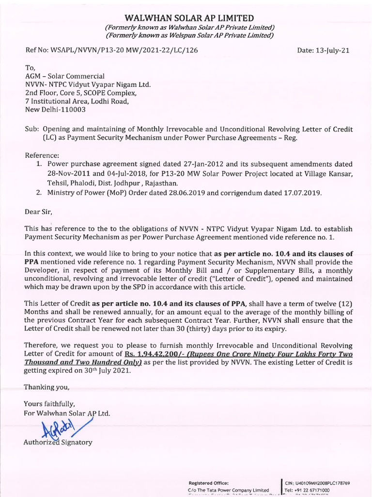 LC Opening Request Letters | PDF