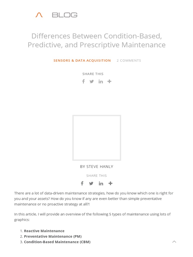 Differences Between Condition-Based, Predictive, and Prescriptive Maintenance | PDF | Systems ...