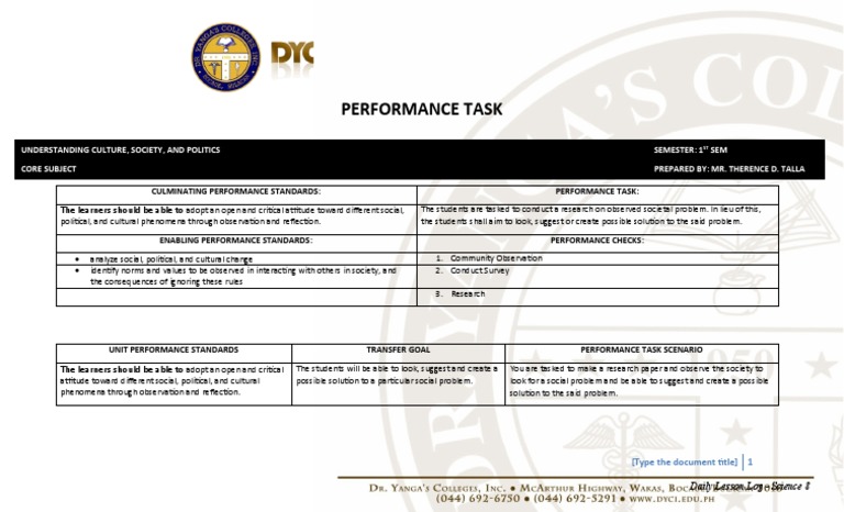 Performance Task - UCSP | PDF | Applied Psychology | Learning