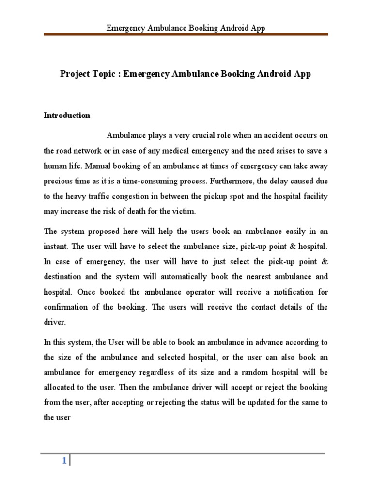 Emergency Ambulance Booking App | PDF | Android (Operating System ...